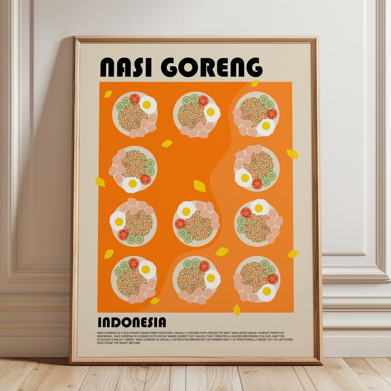 Nasi Goreng Art Print, Fried Rice Poster, Indonesian Food Art, Digital ...