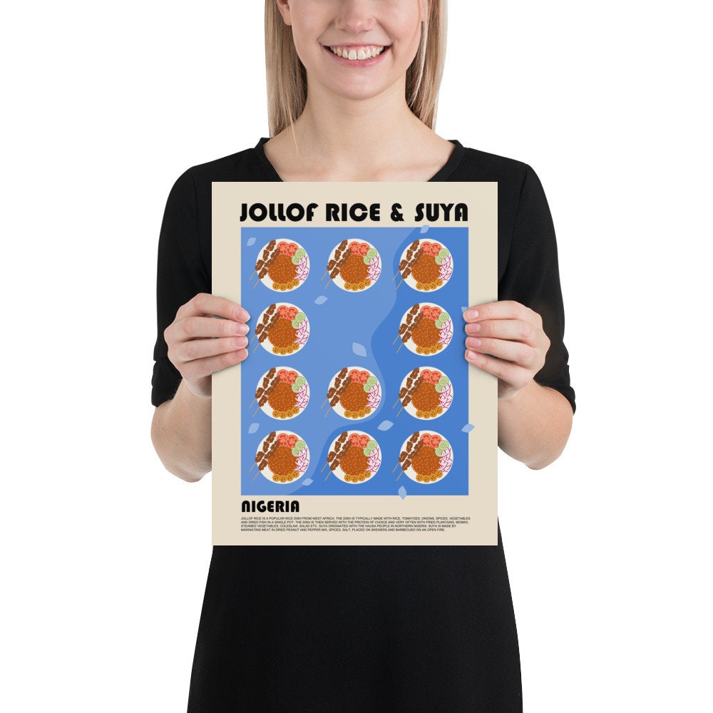 Jollof Rice and Suya Art Print, Nigerian Food Poster, West African Food ...