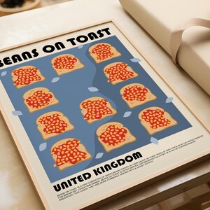 Beans on Toast Art Print, English Food Print, Breakfast Poster, Modern ...