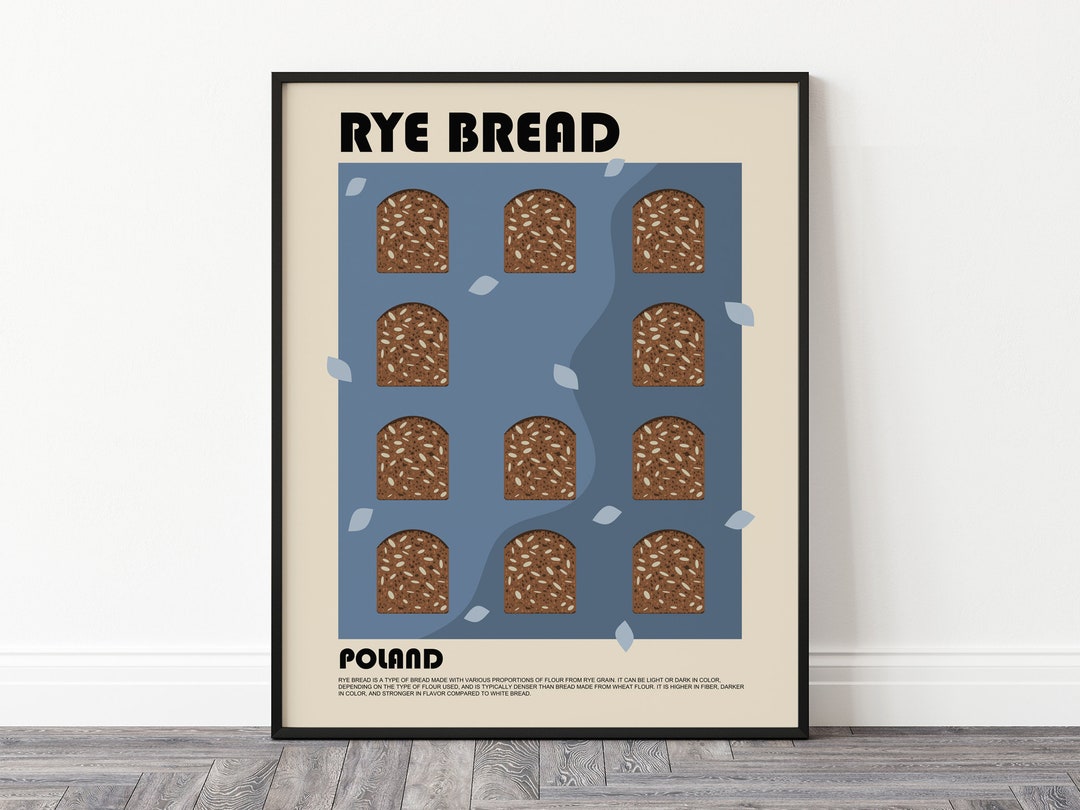 Rye Bread Art Print, Bread Poster, Food Print, Polish Food Art Print, Bakery Wall Decor, Cafe ...