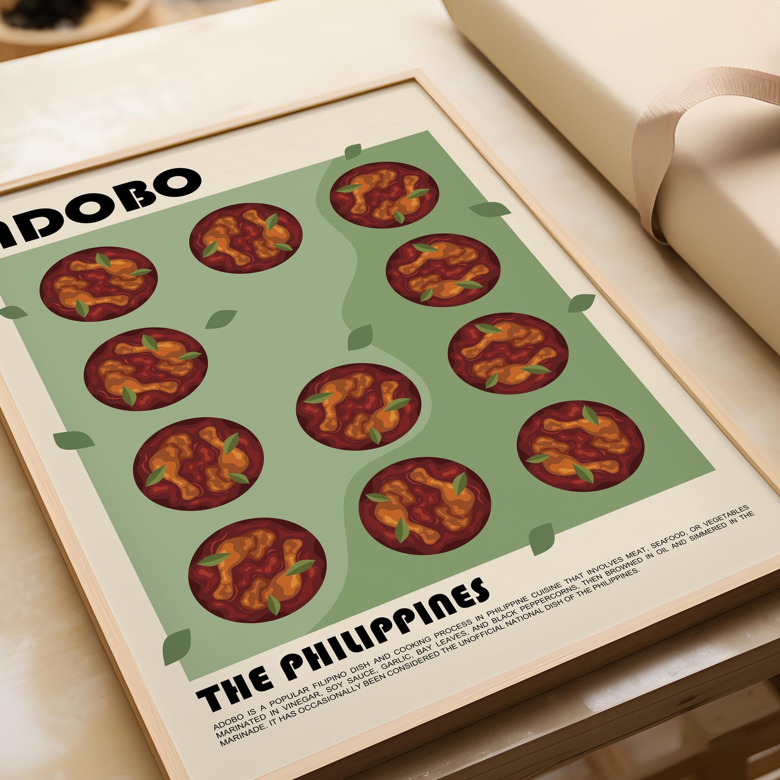 Adobo Art Print, Philippines Poster, Filipino Food Art, Modern Kitchen ...