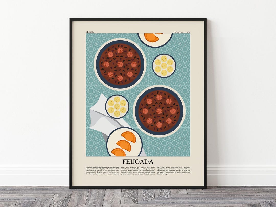 Feijoada Poster, Brazilian Food Print, Brazil Travel Poster, South ...