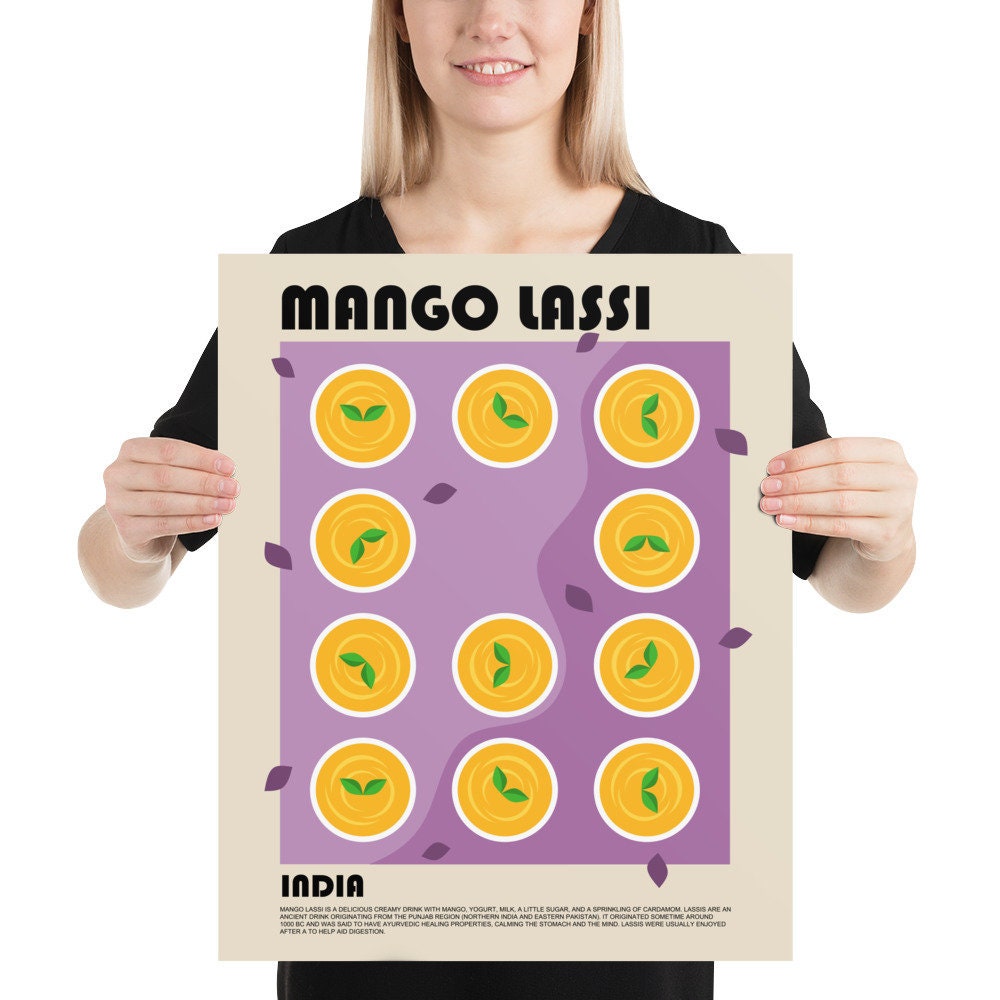 Mango Lassi Poster, Indian Drink Print, Indian Food Poster, Asian Food ...