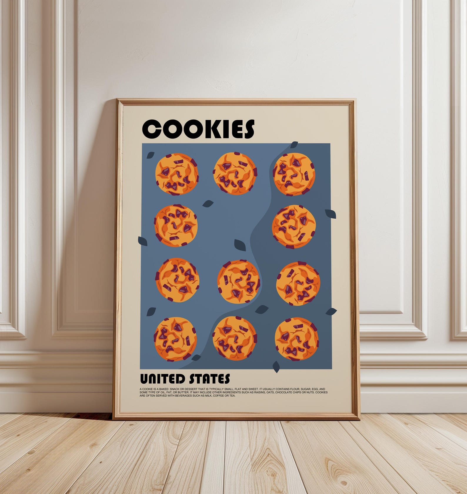 Cookies Poster, Dessert Art Print, Chocolate Cookie Print, Sweets Art ...