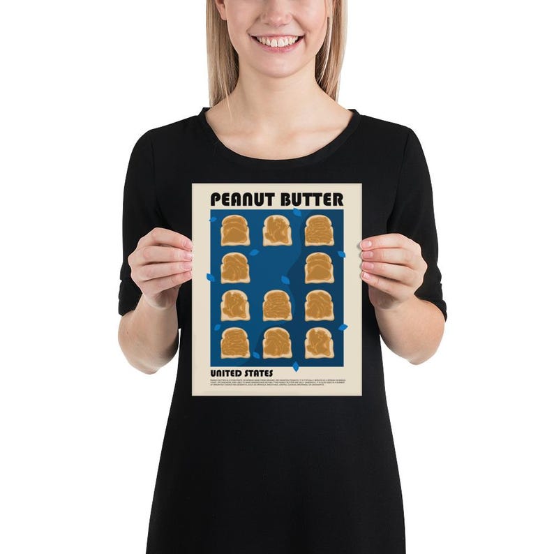 Peanut Butter Art Poster, Food Print, Kitchen Art, Nut Butter Poster ...