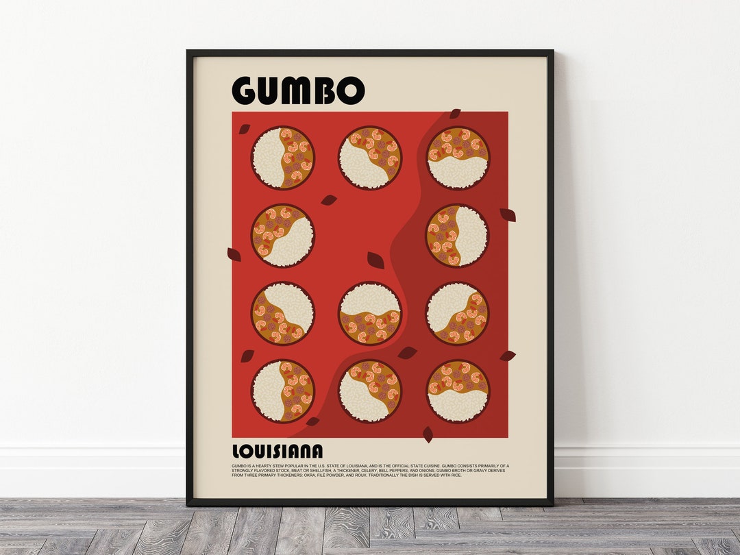 Gumbo Food Art Print, Louisiana Culinary Poster, Southern Comfort Food ...