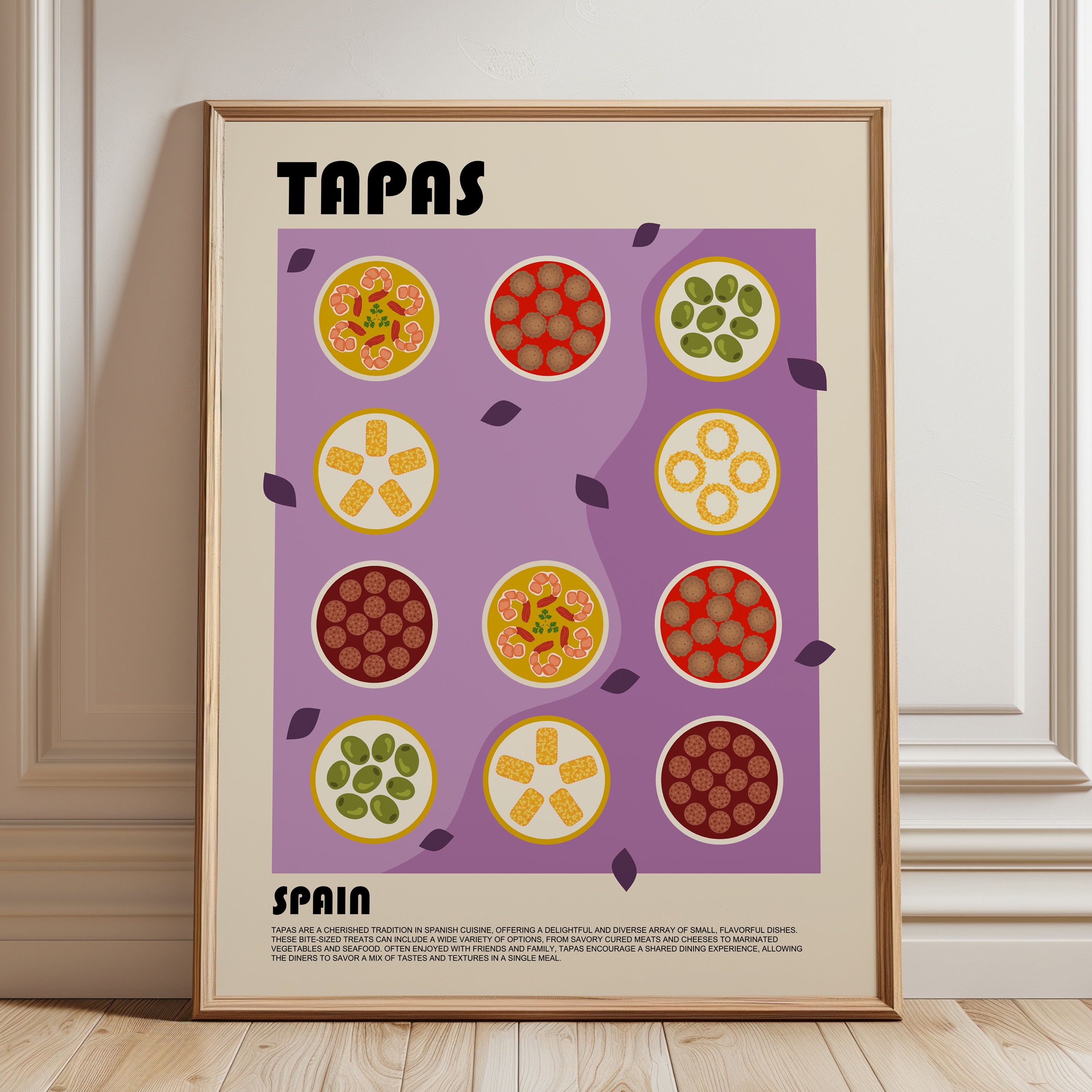 Tapas Poster, Spanish Food Print, Spanish Cuisine Decor, Mediterranean ...