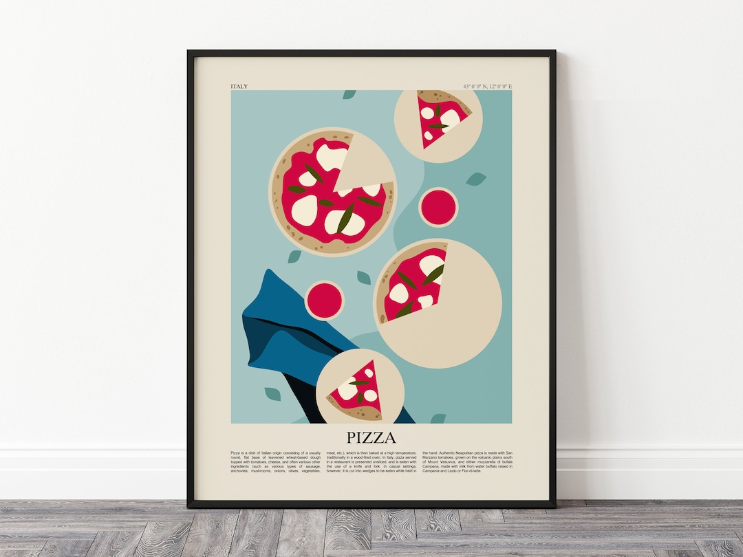 Neapolitan Pizza Art Print, Italian Food Poster, Italy Art, Modern ...