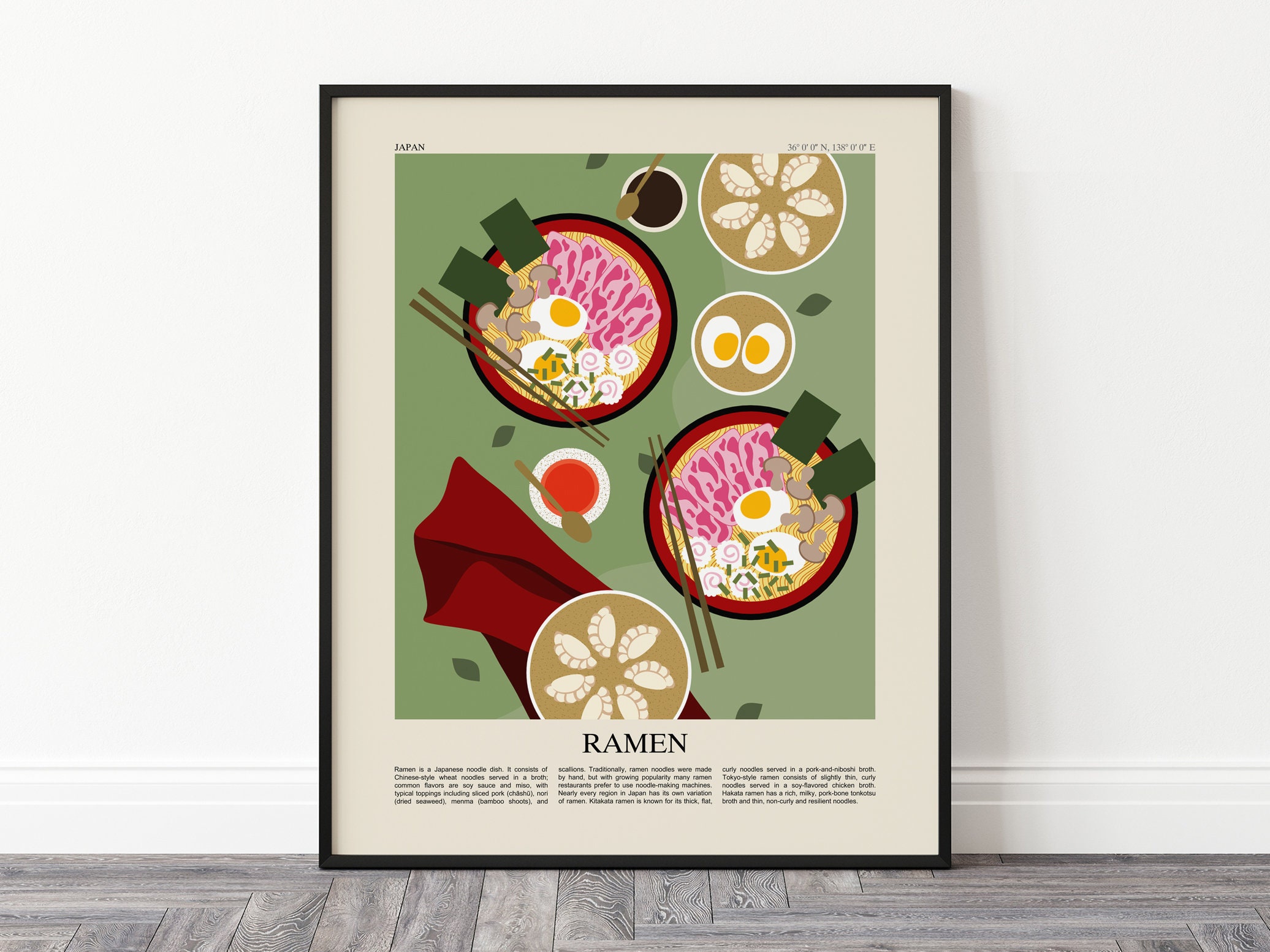 Ramen Poster Japan Print Japanese Food Poster Gyoza Poster - Etsy