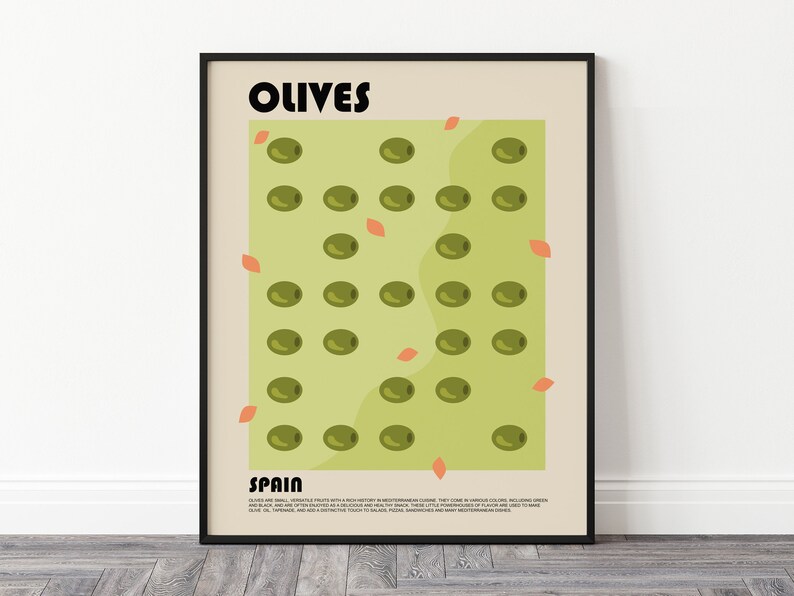 Olive Poster, Mediterranean Wall Decor, Kitchen Decor, Botanical Poster ...