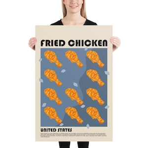 Fried Chicken Art Print, Fast Food Poster, Modern Kitchen Wall Art ...