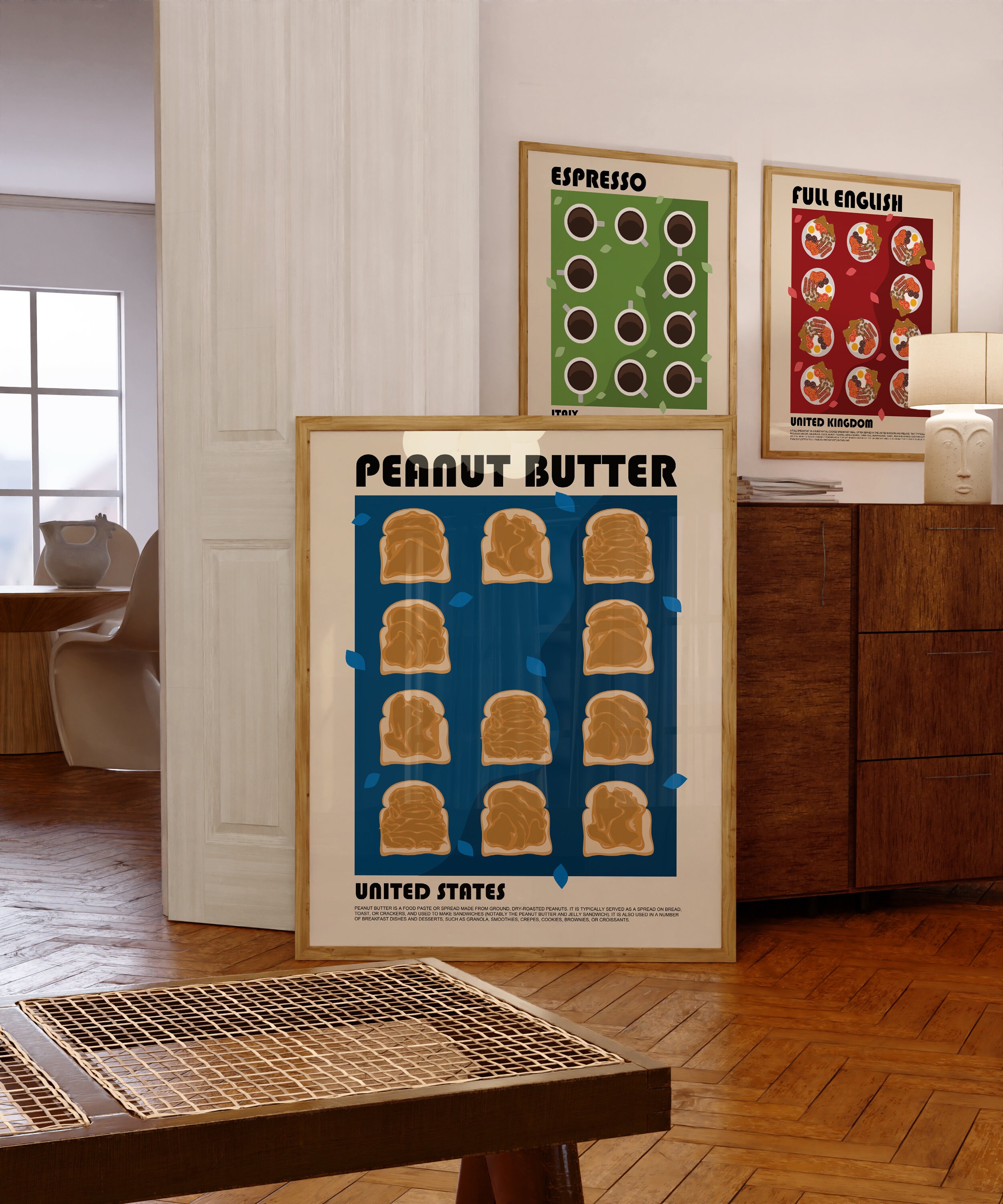 Peanut Butter Art Poster, Food Print, Kitchen Art, Nut Butter Poster ...
