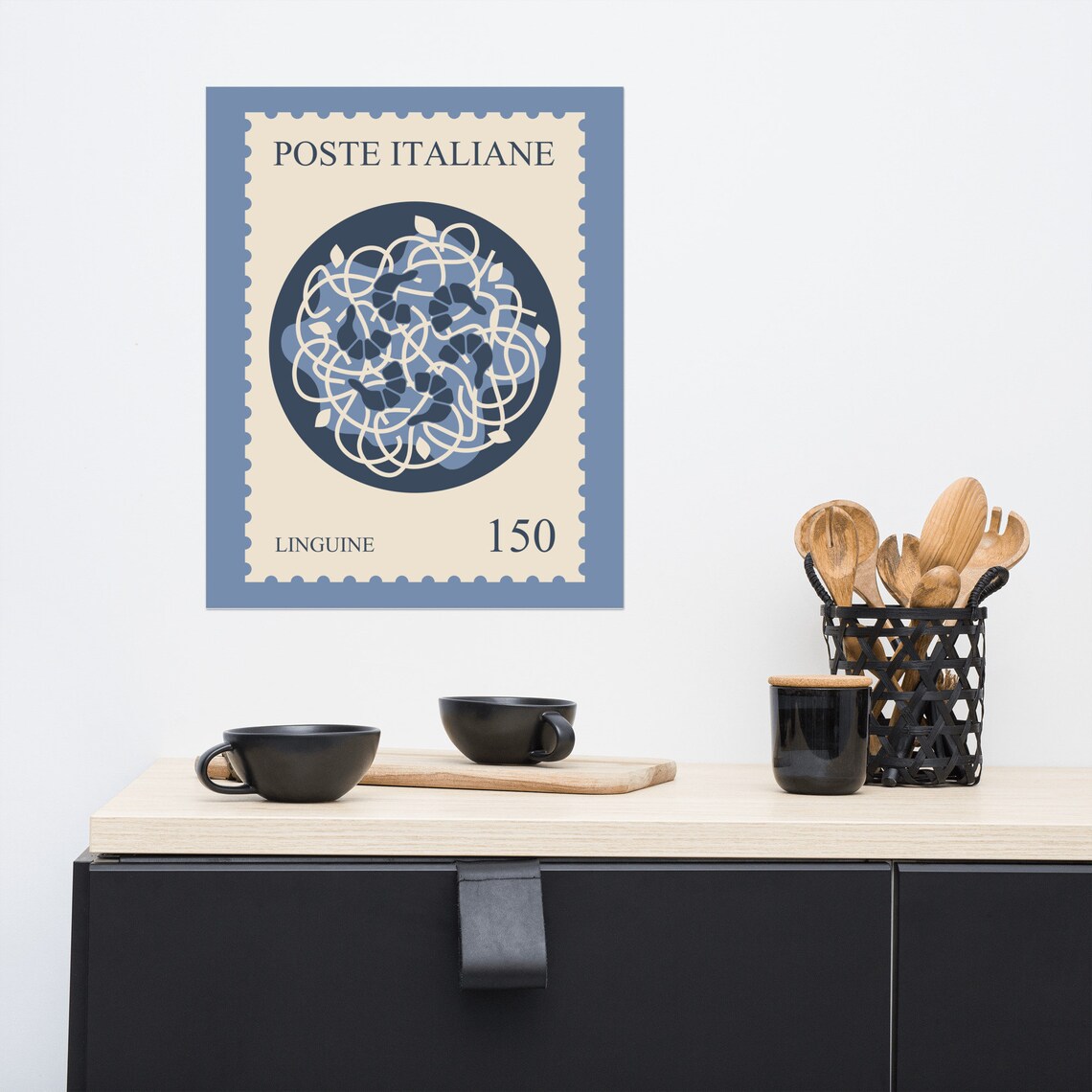 Linguine Art Print, Pasta Poster, Italian Food Art, Food Print, Food ...