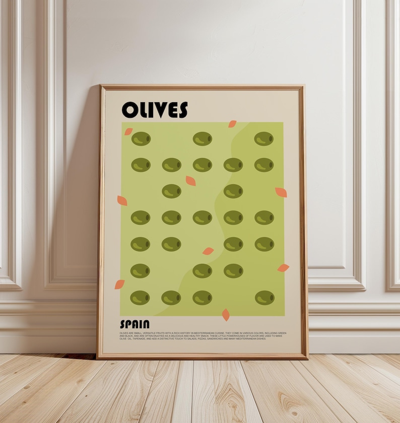 Olive Poster, Mediterranean Wall Decor, Kitchen Decor, Botanical Poster ...