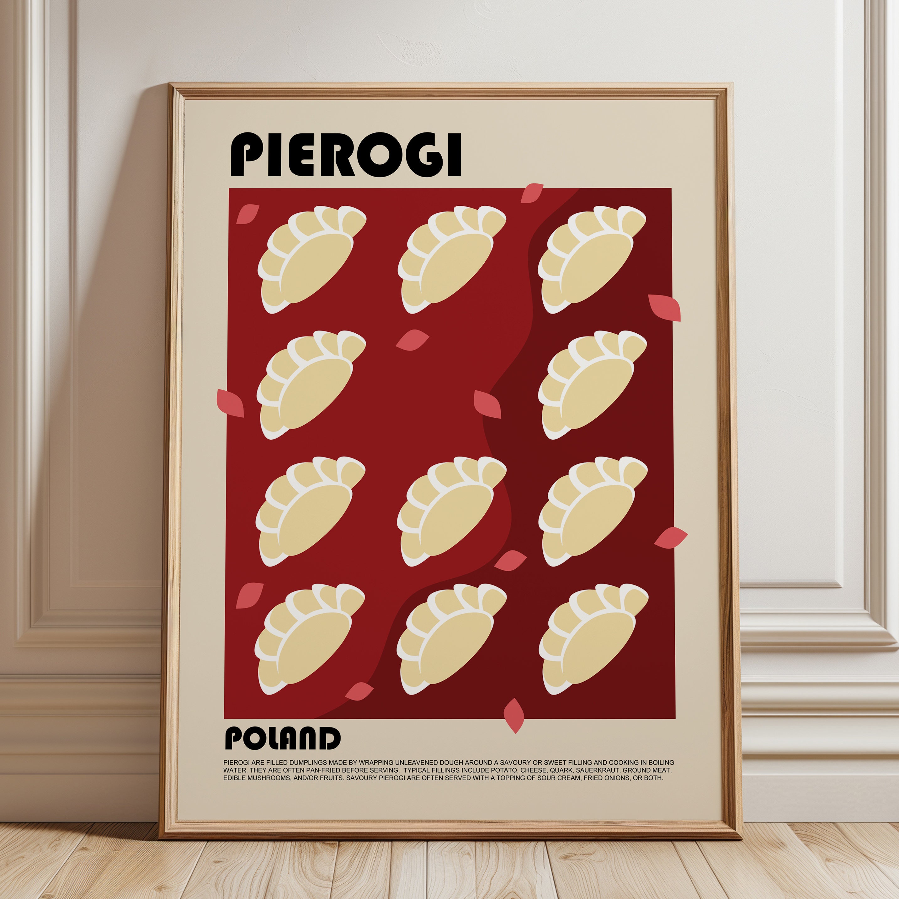 Pierogi Poster, Polish Food Art Print, Modern Kitchen Wall Art, Vintage ...