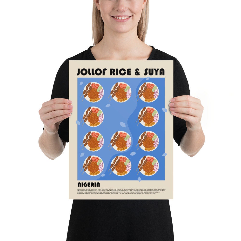 Jollof Rice and Suya Art Print, Nigerian Food Poster, West African Food ...