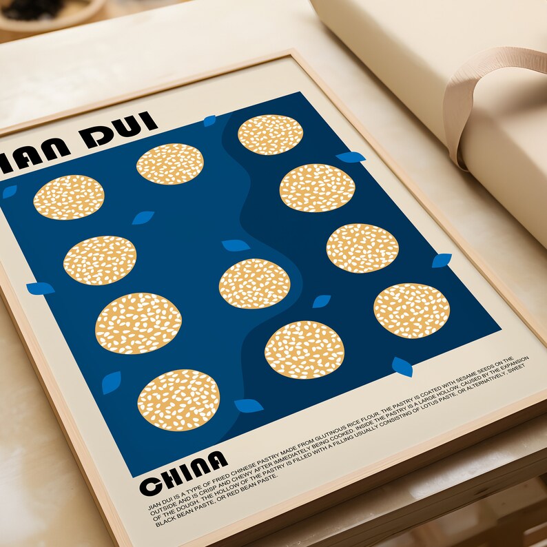 Jian Dui Art Print, Sesame Balls Poster, Dim Sum Print, China Travel ...