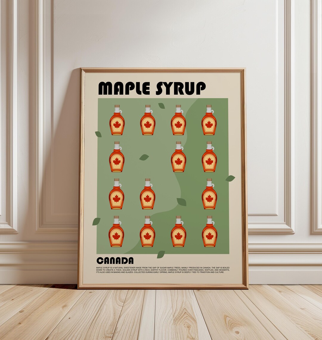 Maple Syrup Art Print, Canadian Breakfast Wall Art, Rustic Kitchen ...