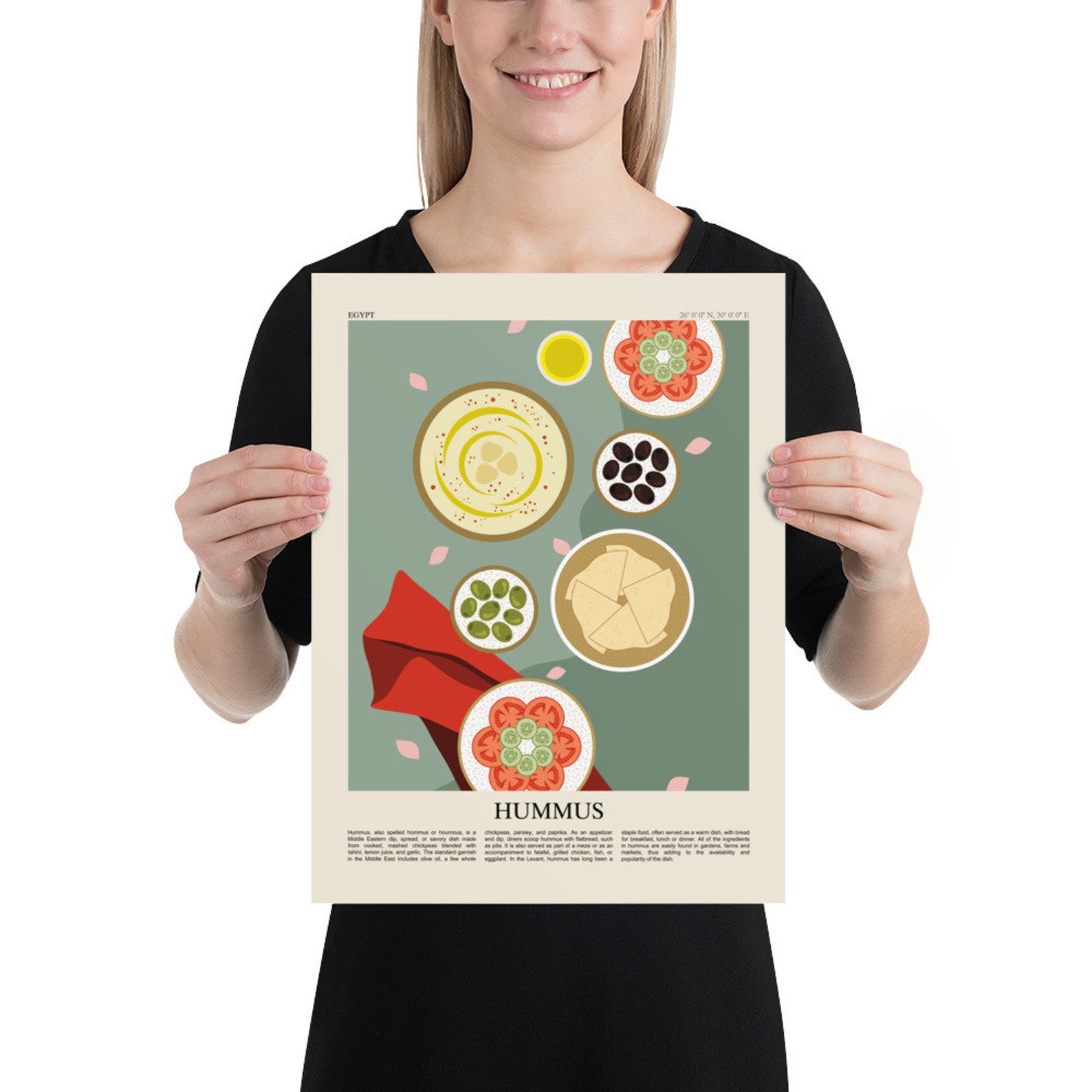 Hummus Poster, Egyptian Food Postert, Lebanese Food Poster, Middle ...