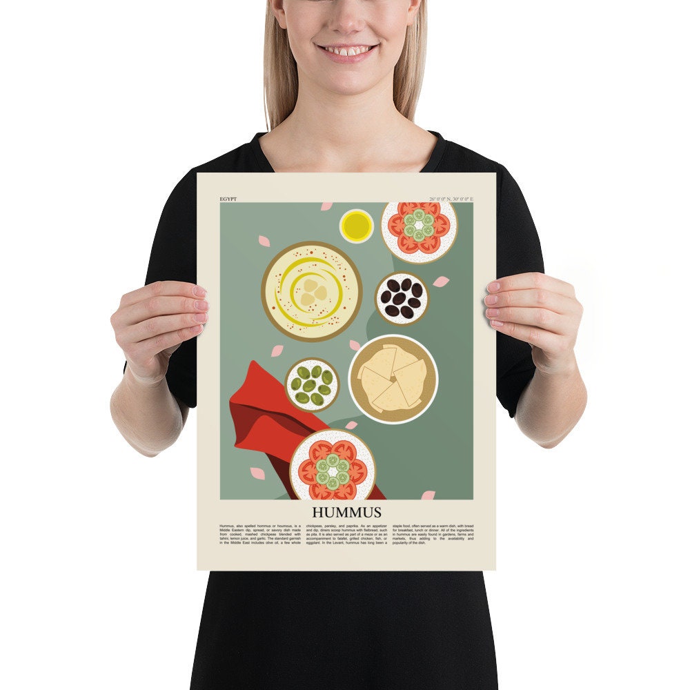 Hummus Poster, Egyptian Food Postert, Lebanese Food Poster, Middle ...