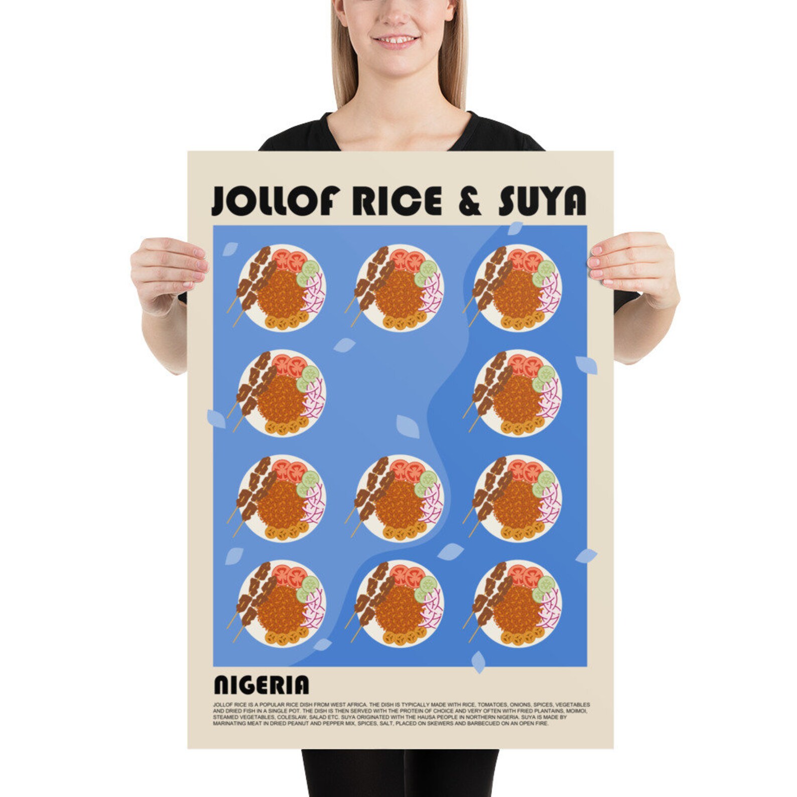 Jollof Rice and Suya Art Print, Nigerian Food Poster, West African Food ...