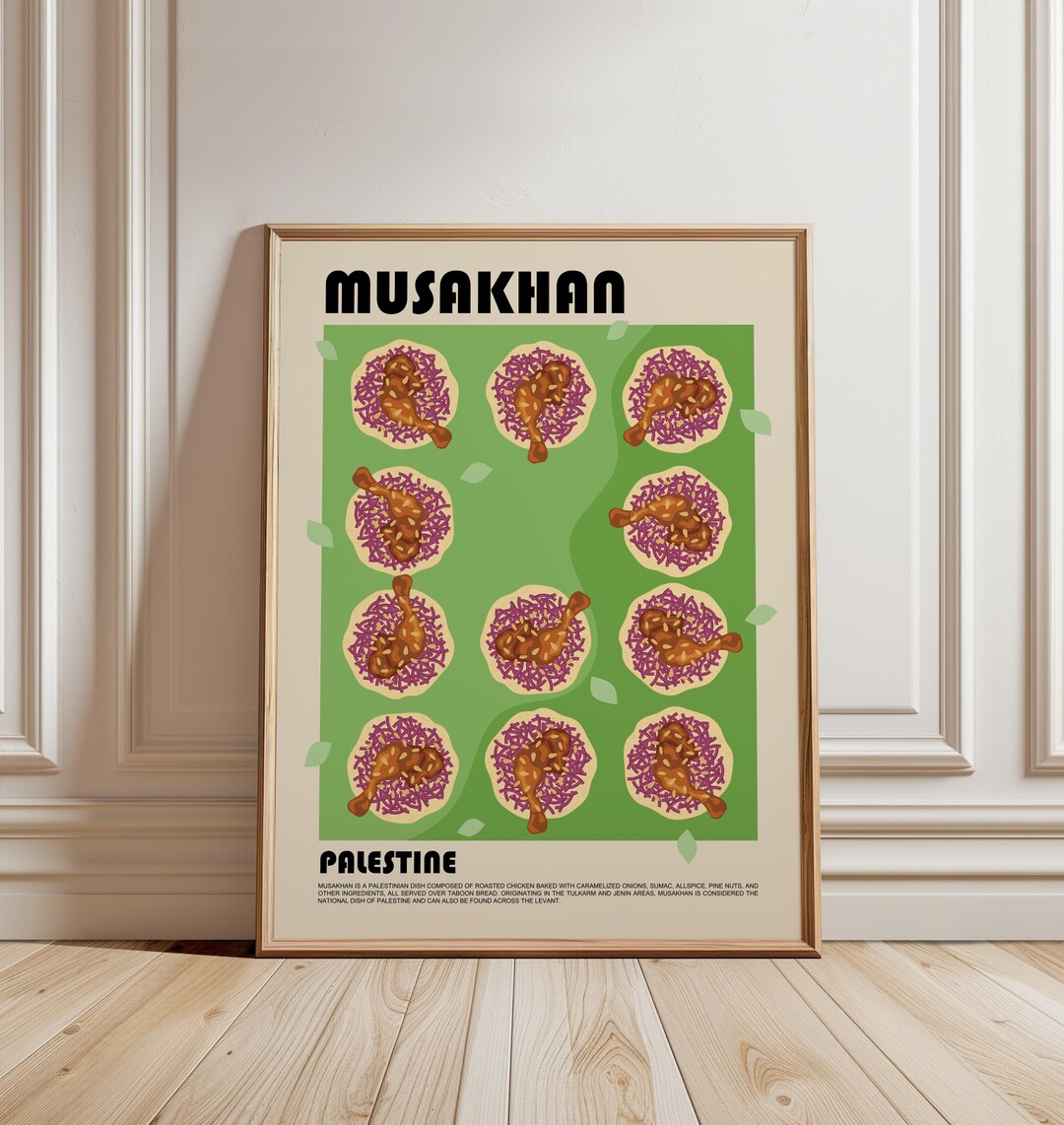 Musakhan Print, Palestinian Food Poster, Palestine Print, Middle ...