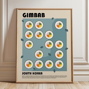Gimbab Art Print, South Korean Food Print, Kimbap Print, South Korea ...