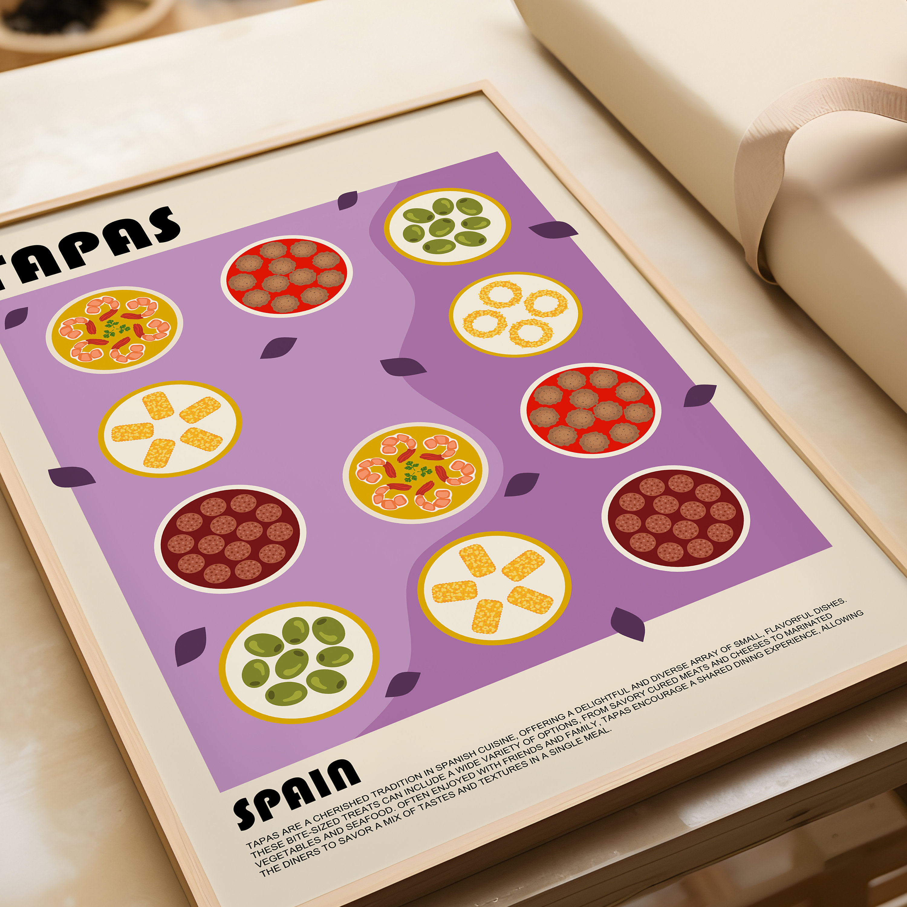 Tapas Poster, Spanish Food Print, Spanish Cuisine Decor, Mediterranean ...