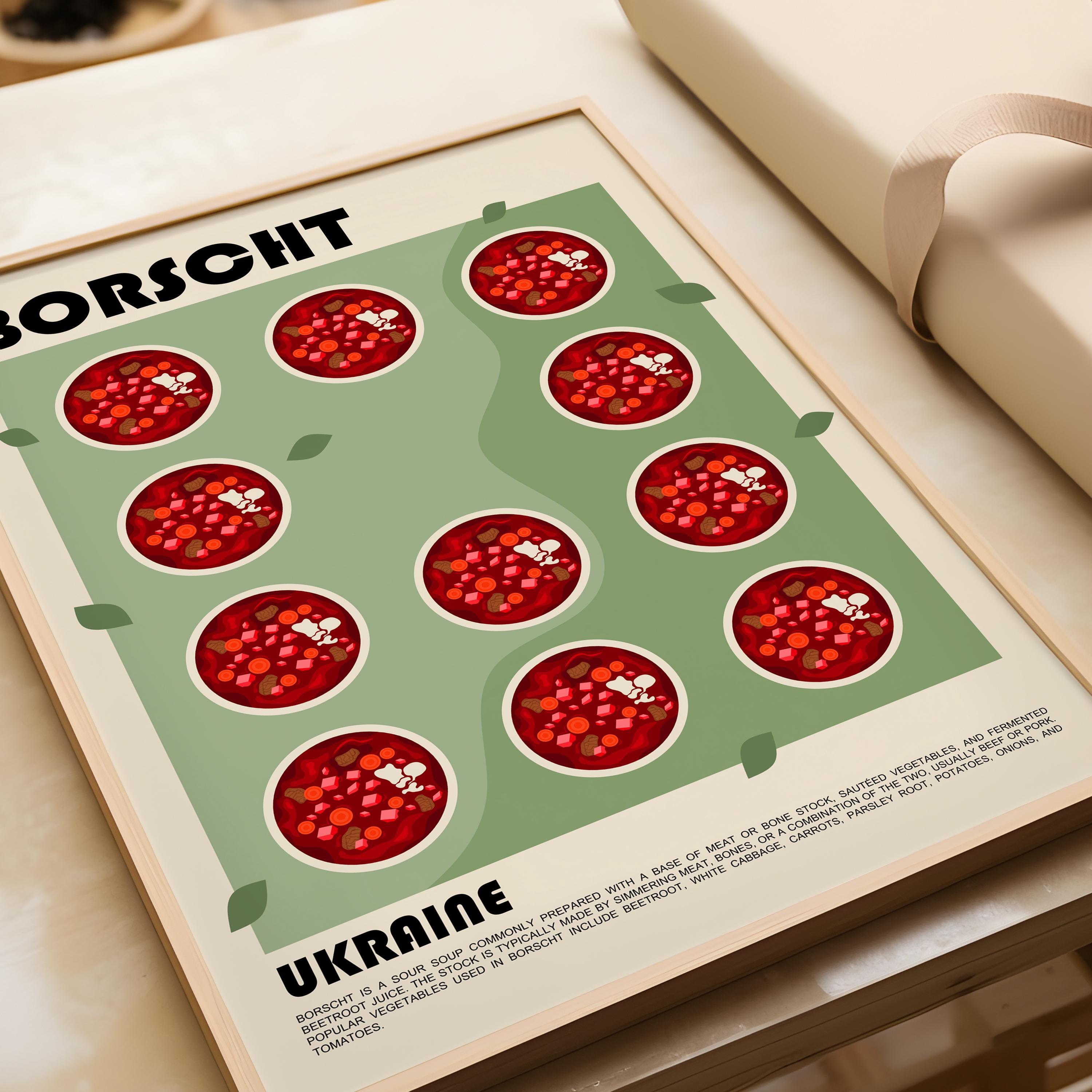 Borscht Art Print, Ukrainian Food Poster, Ukraine Print, Beet Soup ...