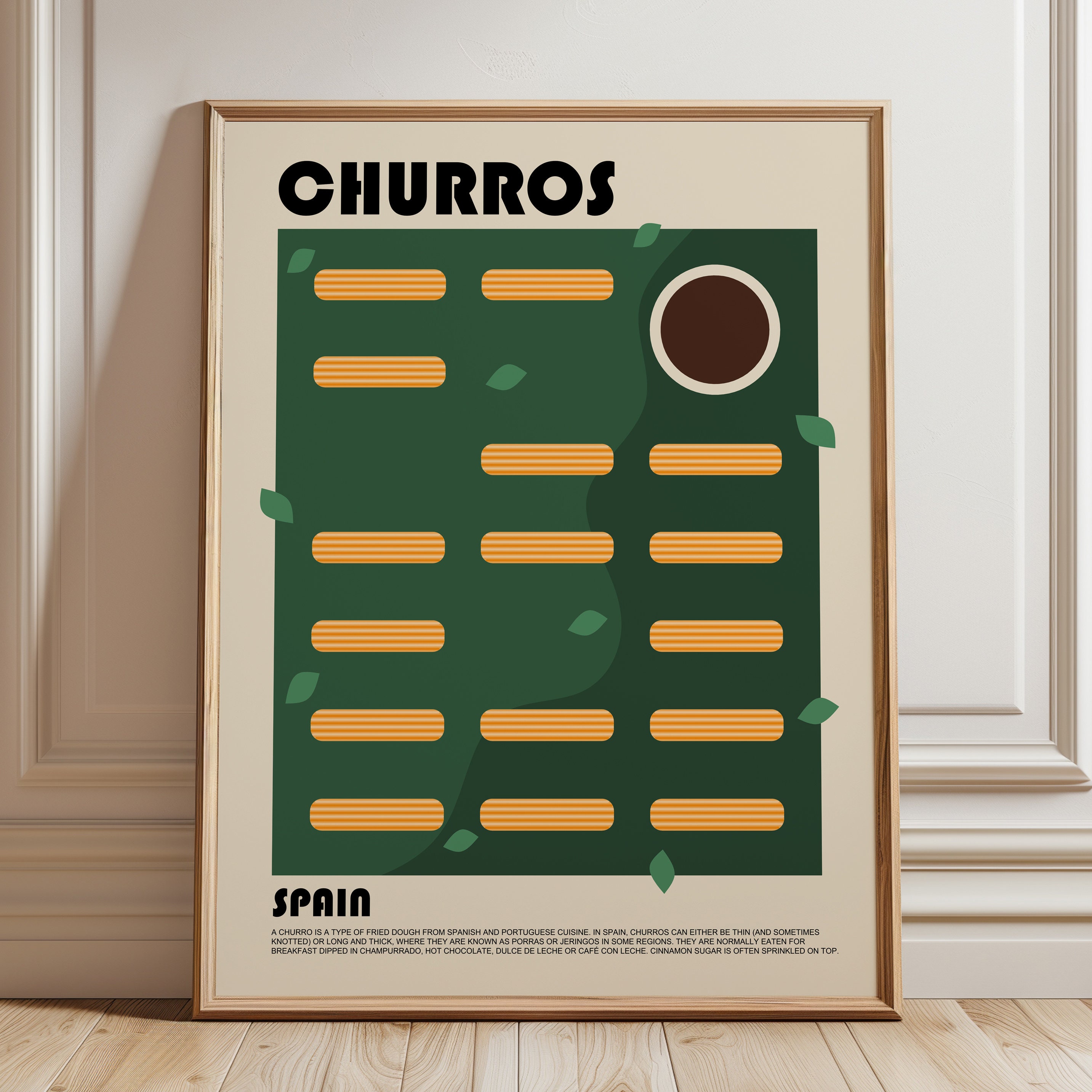 Churros Poster, Spanish Food Art Print, Spain Art, Modern Kitchen Art ...