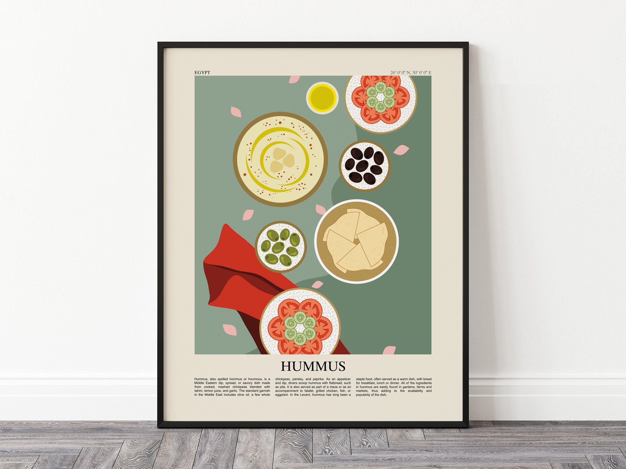 Hummus Poster, Egyptian Food Postert, Lebanese Food Poster, Middle ...
