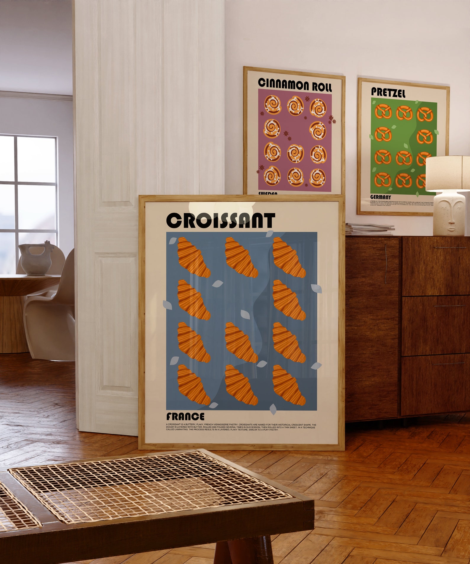 Croissant Art Print, French Pastry Poster, Food Print, Bread Art, Food ...