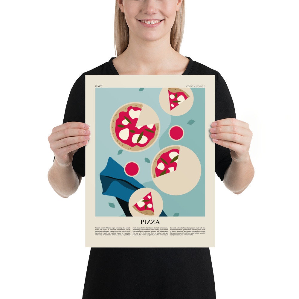 Neapolitan Pizza Art Print, Italian Food Poster, Italy Art, Modern ...