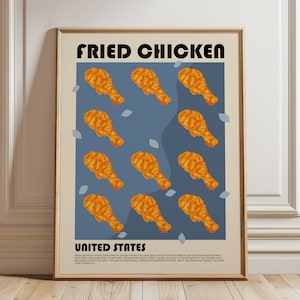 Fried Chicken Art Print, Fast Food Poster, Modern Kitchen Wall Art ...