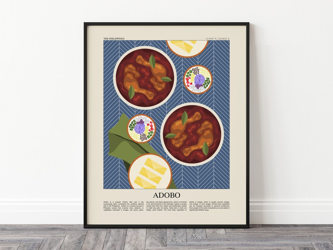 Adobo Art Print, Philippines Poster, Filipino Food Art, Modern Kitchen ...