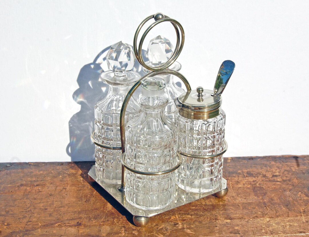 Victorian Condiment Set With Stand - Edwardian Silver Plate Cruet Set ...