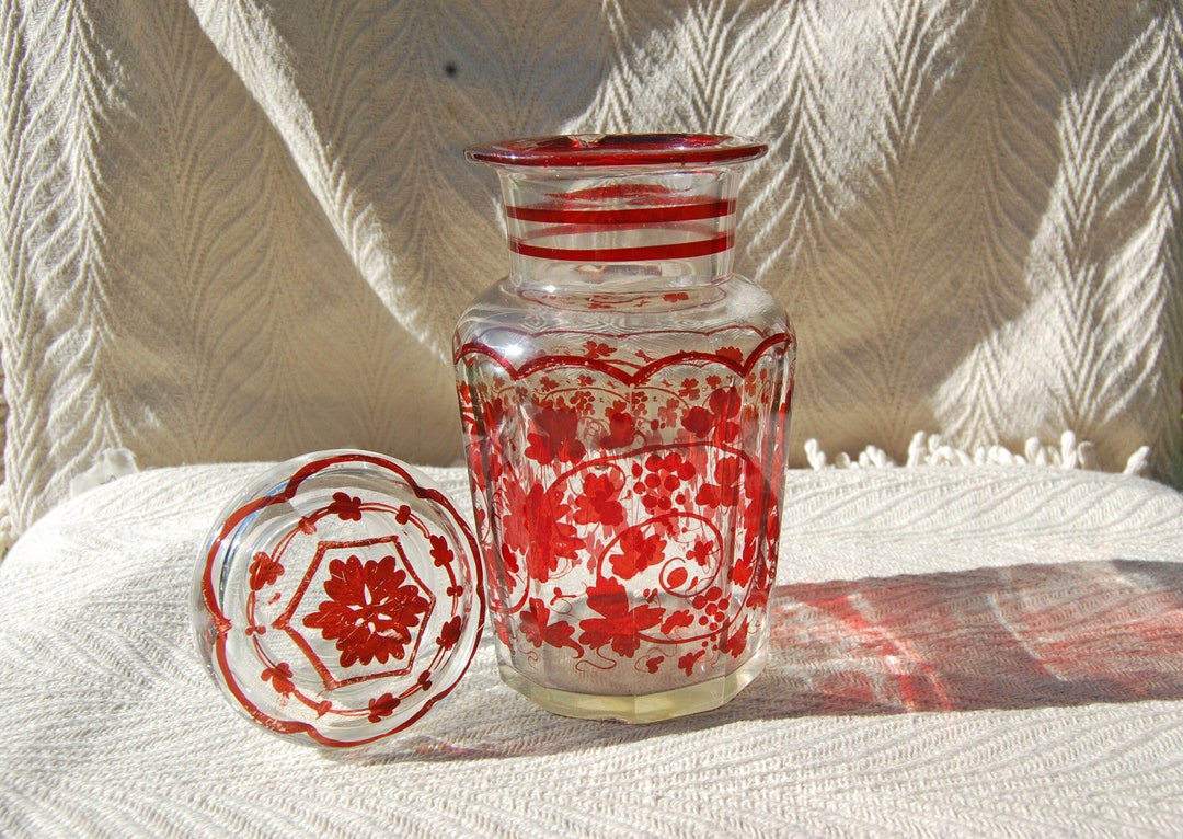 Circa 1880 Victorian Pickle Jar Decorative Octagonal Glass Jar Antique ...