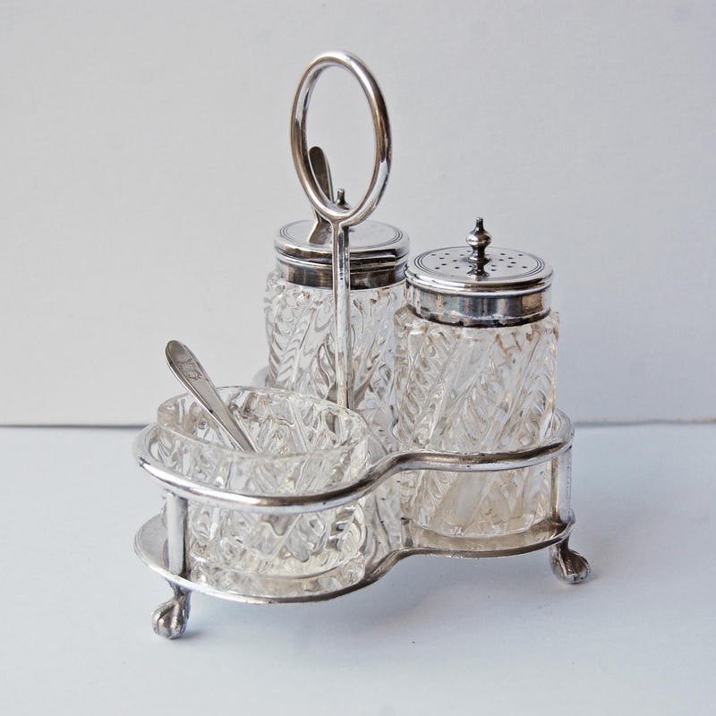 Cruet Glass Stand Set - Etsy UK