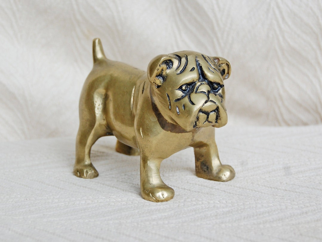 Brass British Bulldog - Brass Animal Paperweight - Vintage Figurine ...