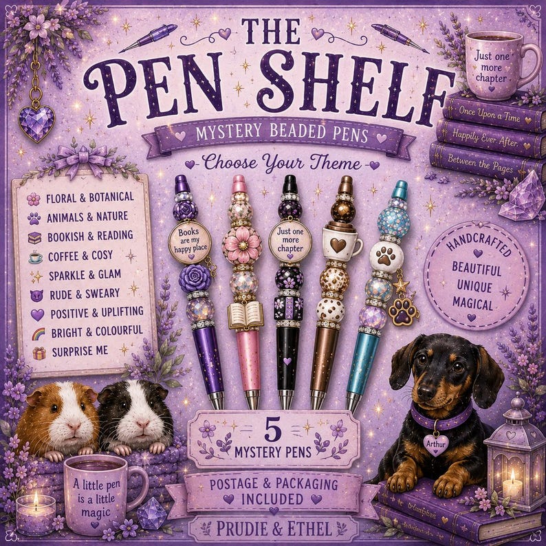 Mystery Beaded Pen Set | Choose Your Theme | Bookish Pens | Stationery ...
