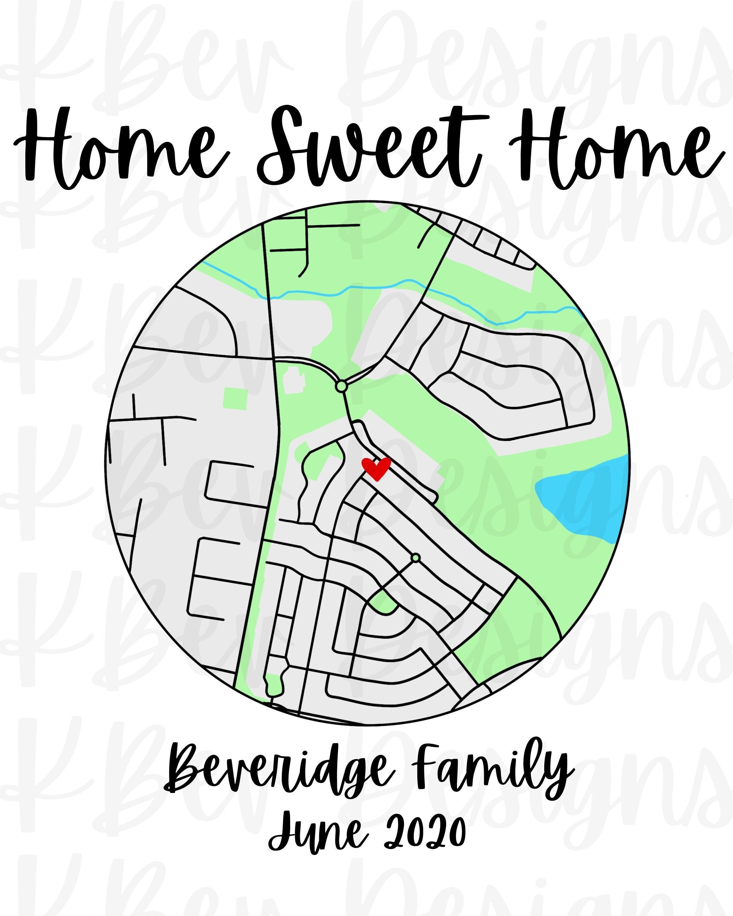 Custom Map, Digital Map, New Home Owner Gift, Wedding Gift, Digital Art ...