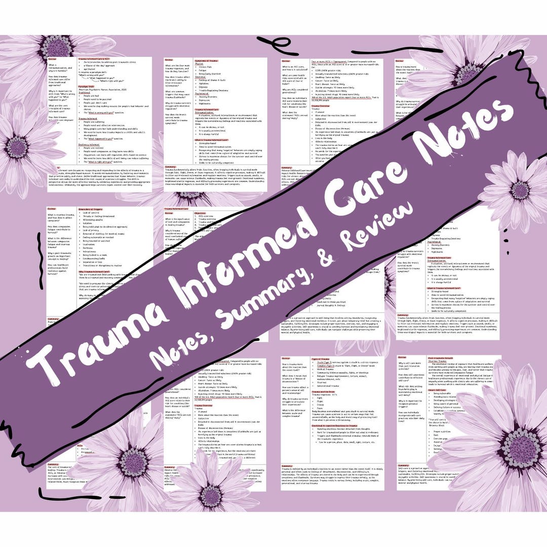 Trauma-informed Care Study Bundle: Nursing Notes, Quiz & Flashcards ...