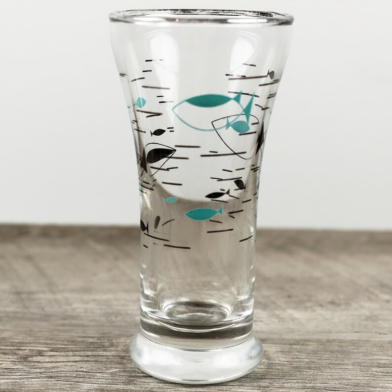 Set of Three Libbey Mediterranean Atomic Fish Double Shot Bar Glasses ...