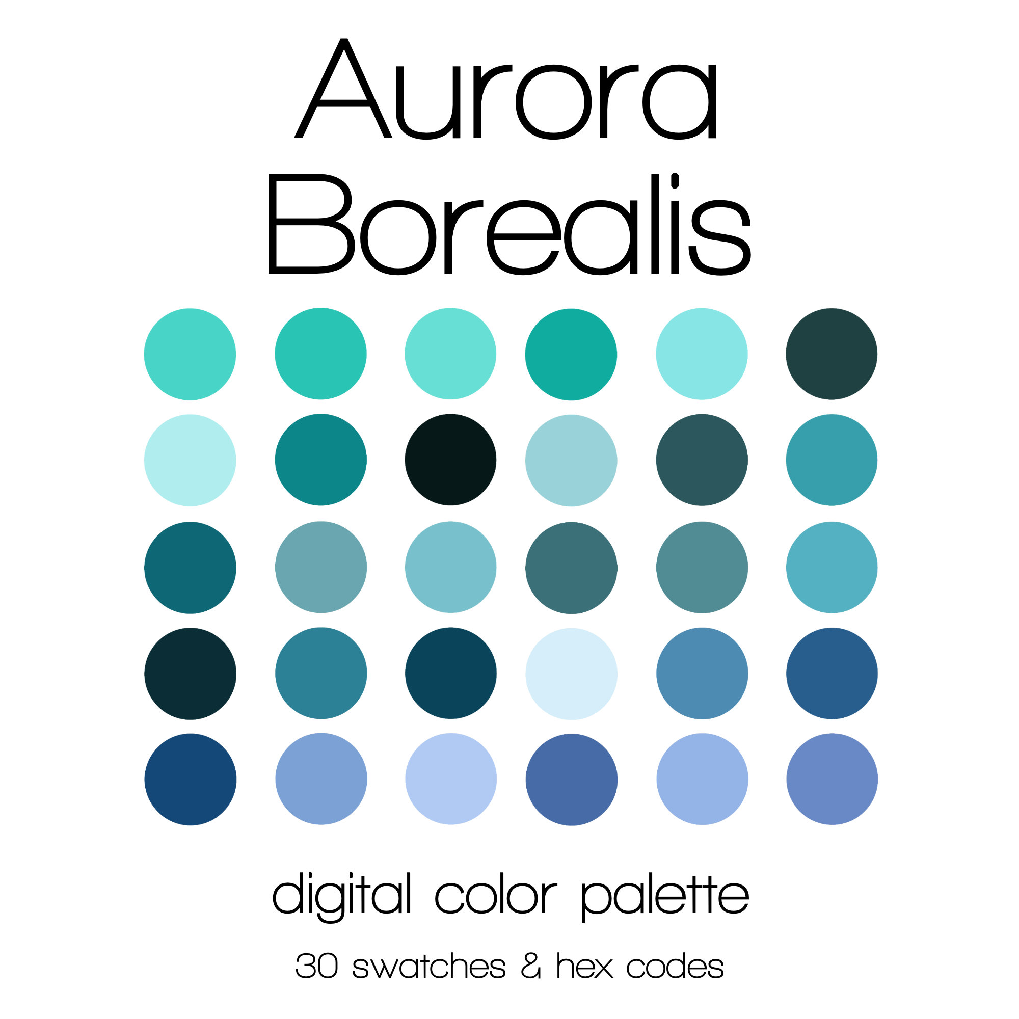 Aurora Borealis Color Palette | Color Chart | Digital Download | HEX ...