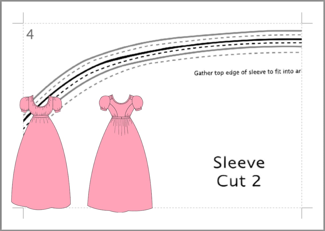 Digital PDF Pattern for Regency Dress Drawstring Neckline | Etsy Australia