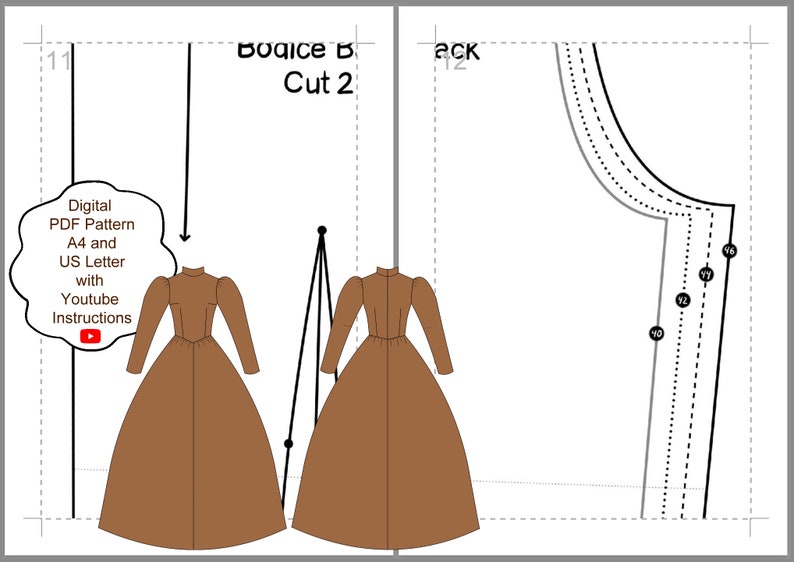 Digital PDF Pattern for Witch Dress Halloween - 32 - 46 in Bust ...