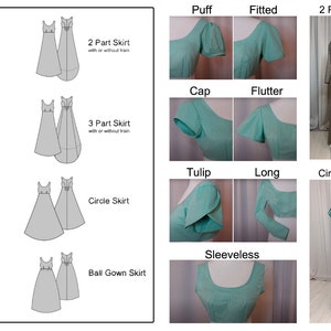 Digital PDF Pattern for Regency Dress - Mix and Match Regency Dress ...