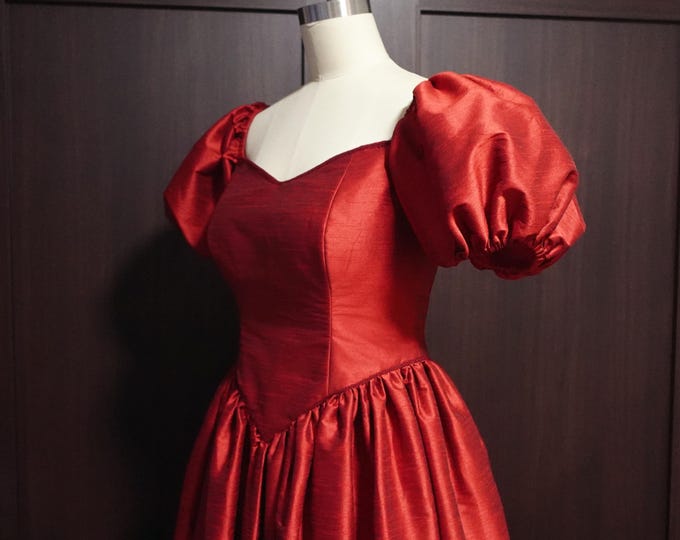 Red Princess Dress - Faux Silk Basque Waist - 38 to 39 Inch Bust - off ...