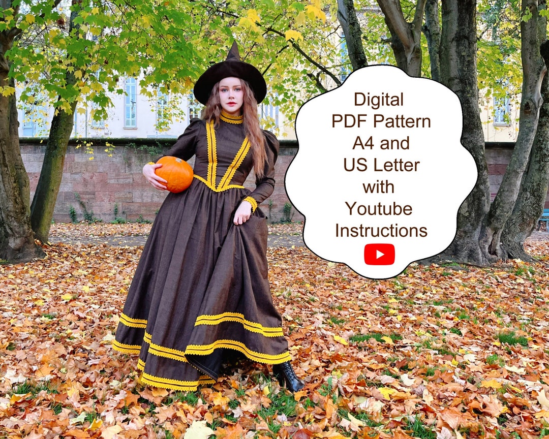 Digital PDF Pattern for Witch Dress Halloween - 32 - 46 in Bust ...