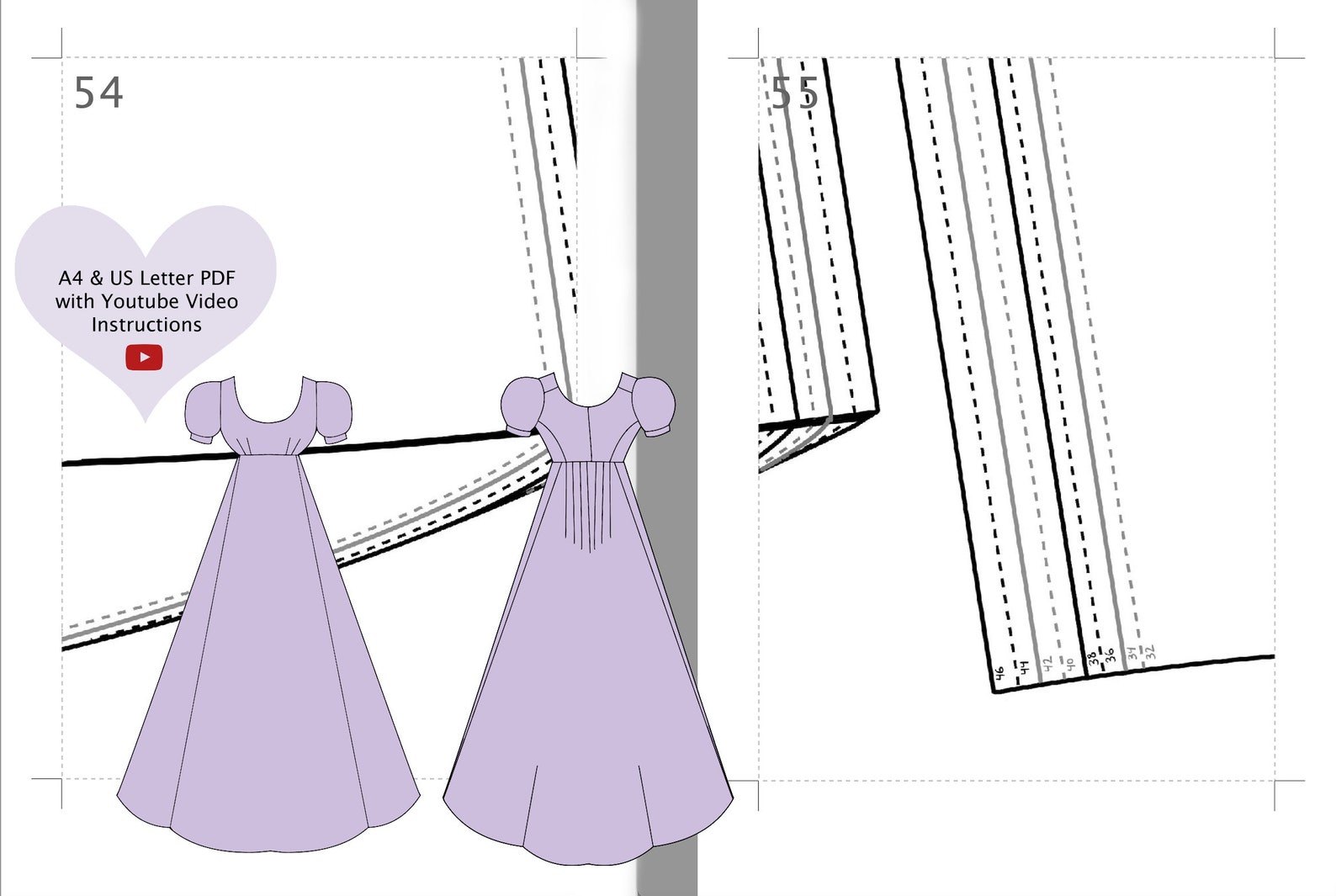 Digital PDF Pattern for Regency Dress Ball Gown Double Dart Bodice ...